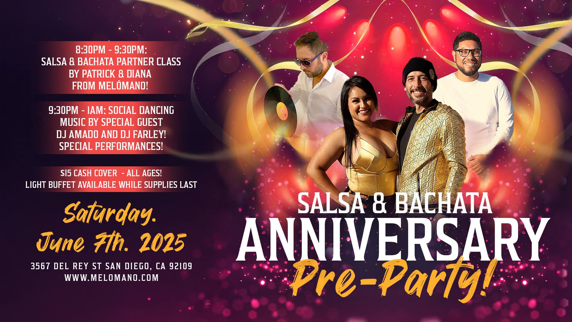 The Melómano Anniversary Salsa and Bachata Pre-Party! 6/7! - Melómano